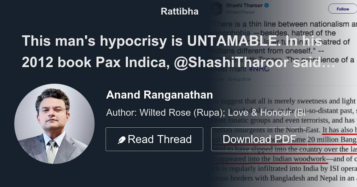This man's hypocrisy is UNTAMABLE. In his 2012 book Pax Indica ...