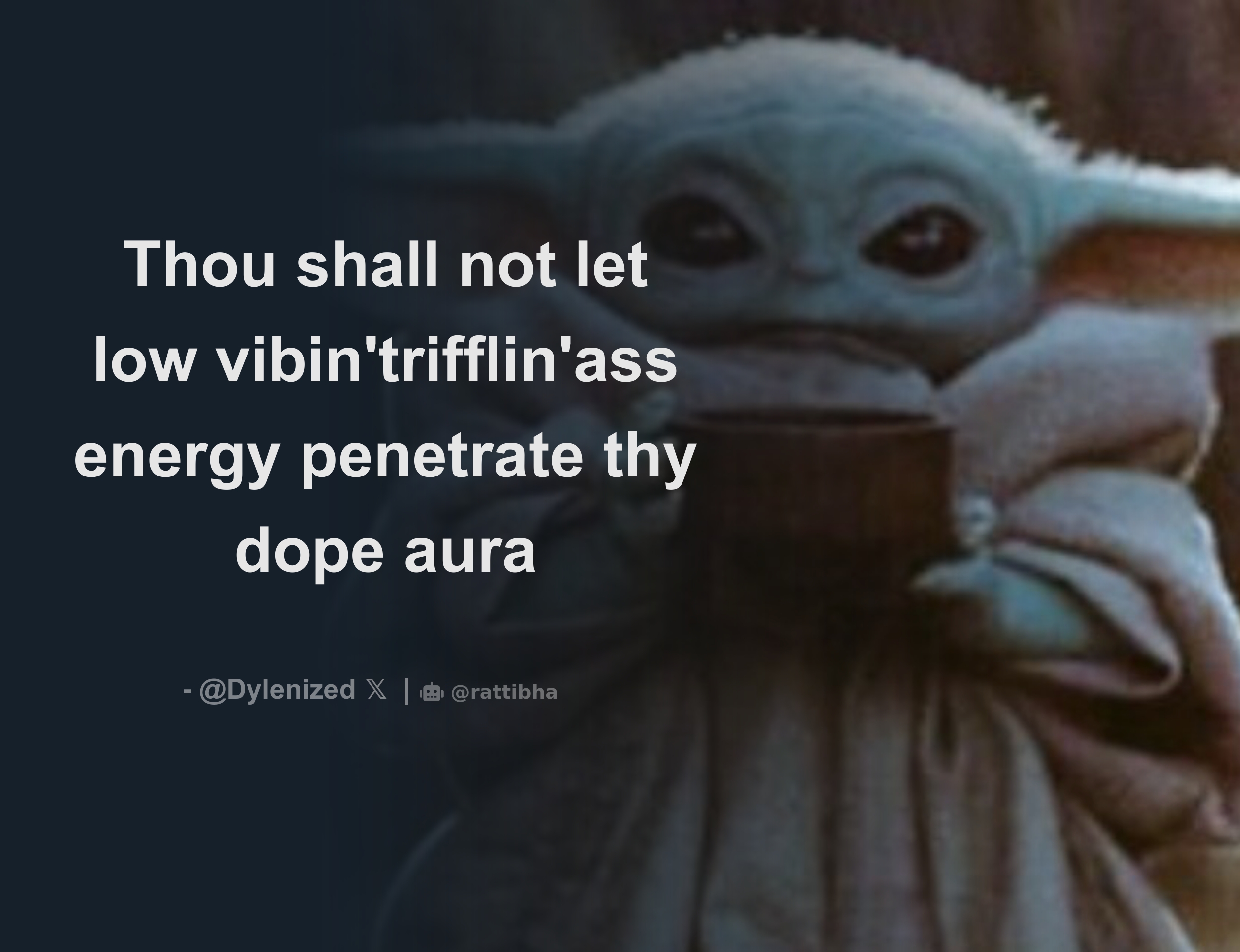 Thou shall not let low vibin'trifflin'ass energy penetrate thy dope ...