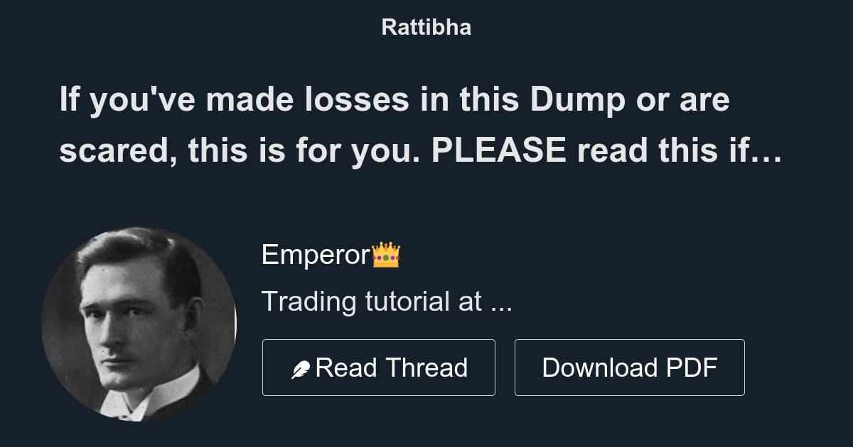 If you've made losses in this Dump or are scared, this is for you ...