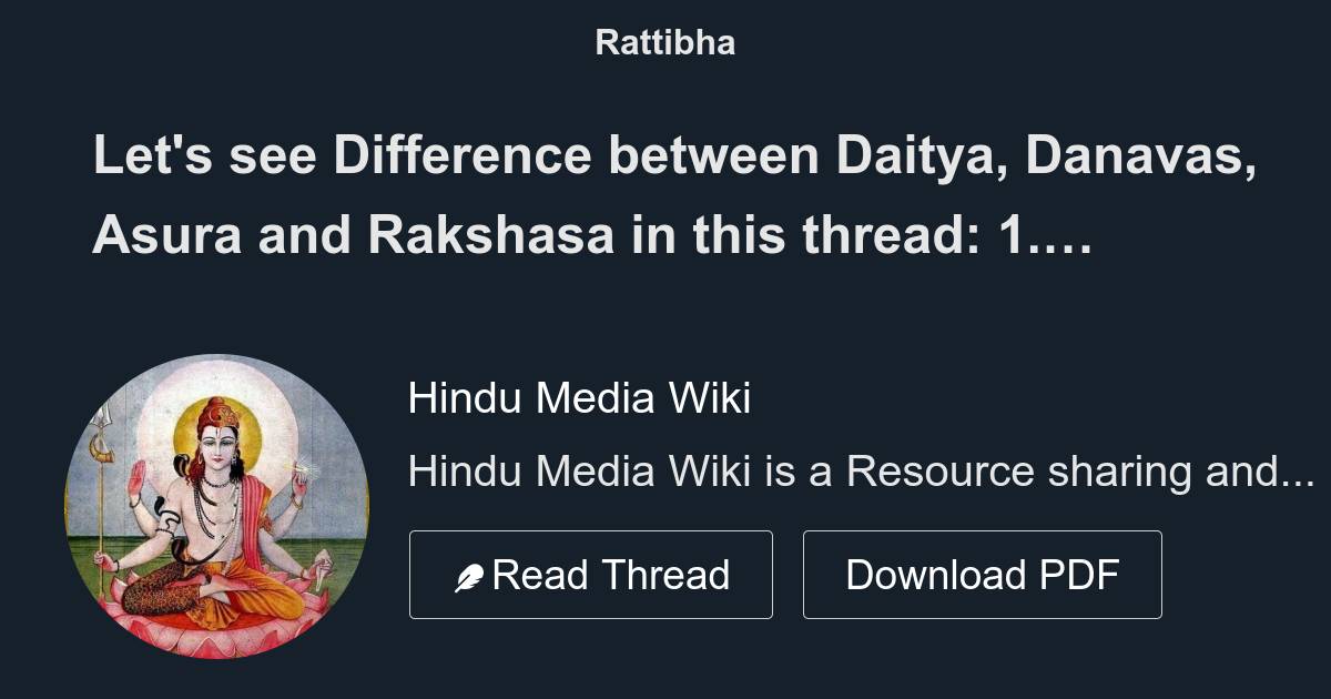 Let's see Difference between Daitya, Danavas, Asura and Rakshasa in ...