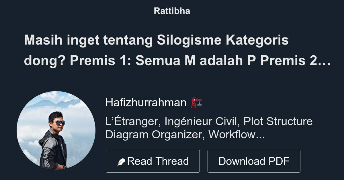 Masih inget tentang Silogisme Kategoris dong? Premis 1: Semua M adalah ...