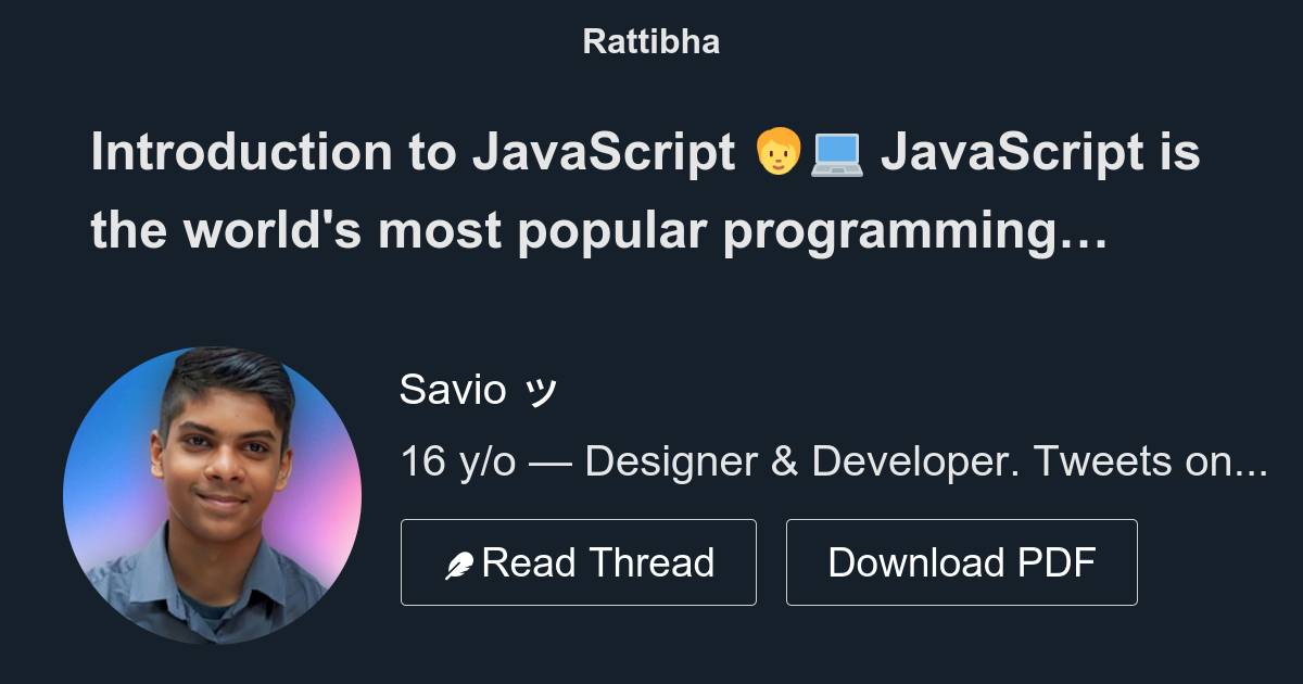 Introduction To Javascript 🧑💻 Javascript Is The Worlds Most Popular Programming Language Wide