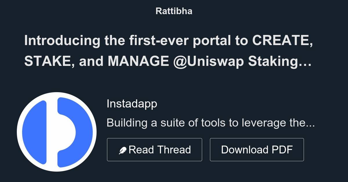 Introducing the first-ever portal to CREATE, STAKE, and MANAGE @Uniswap ...