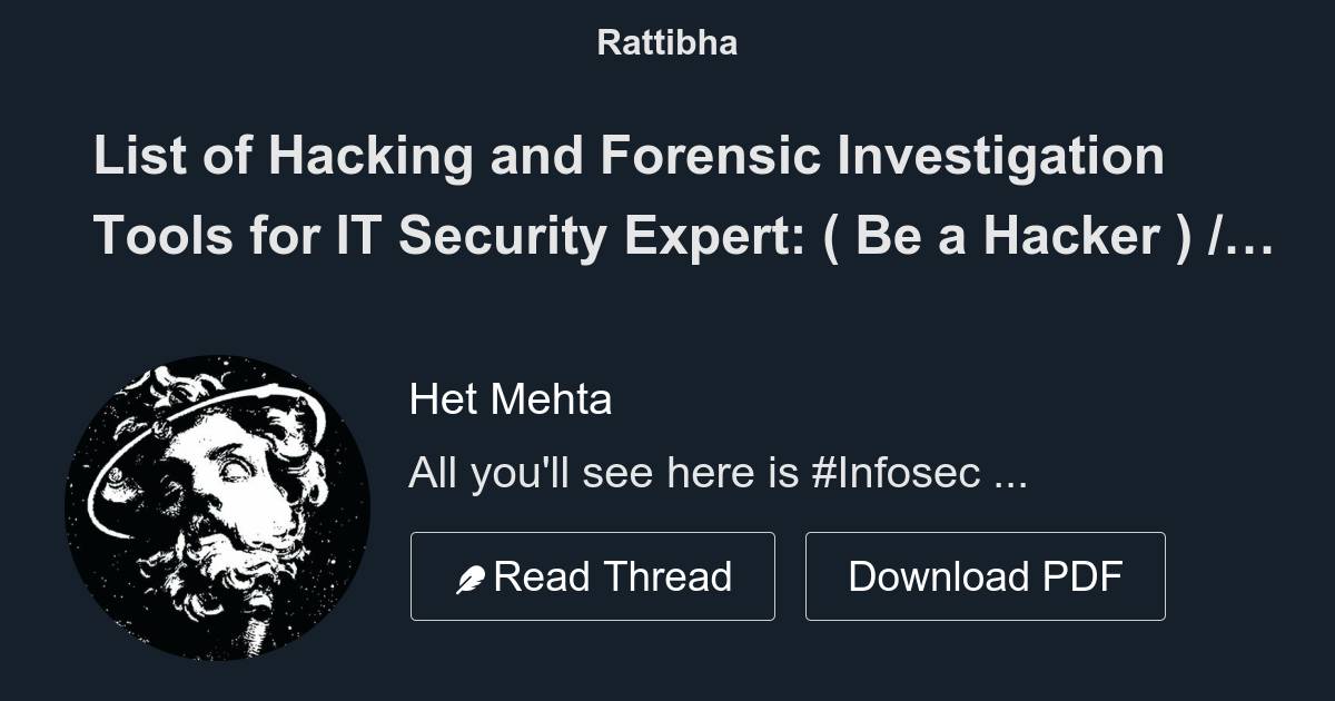 List Of Hacking And Forensic Investigation Tools For It Security Expert