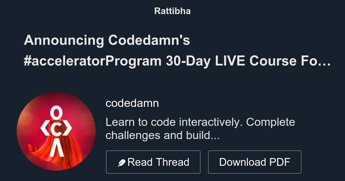 Announcing Codedamn's #acceleratorProgram 30-Day LIVE Course For Becoming Web3 Developer ...