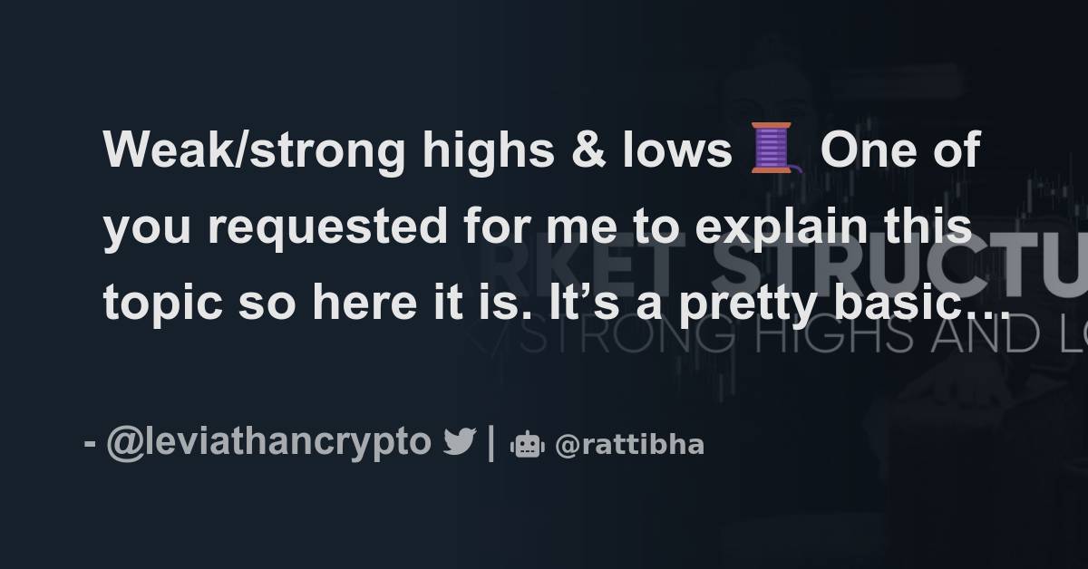 Weak/strong highs & lows 🧵 One of you requested for me to explain this ...