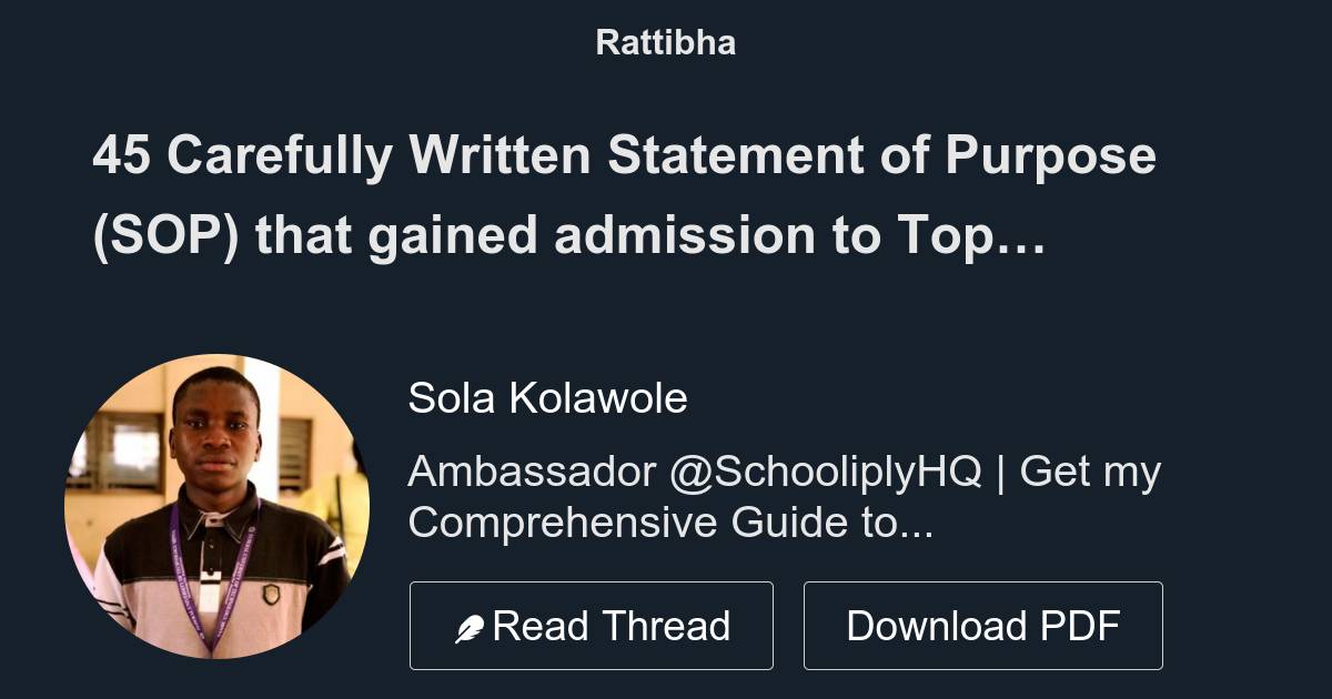 45 Carefully Written Statement of Purpose (SOP) that gained admission ...
