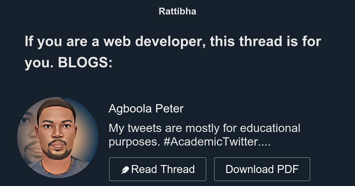If you are a web developer, this thread is for you. BLOGS: https://t.co ...