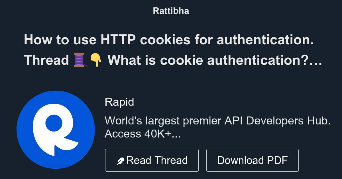 How to use HTTP cookies for authentication. Thread 🧵👇 - Thread from ...