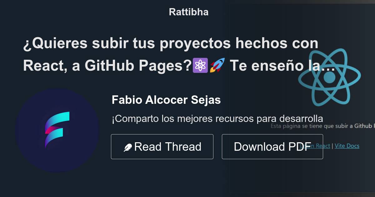¿Quieres subir tus proyectos hechos con React, a GitHub Pages?⚛️🚀 Te enseño la manera mas fácil ...