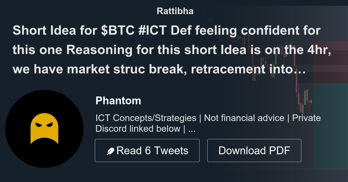 Short Idea for $BTC #ICT Def feeling confident for this one - Thread ...