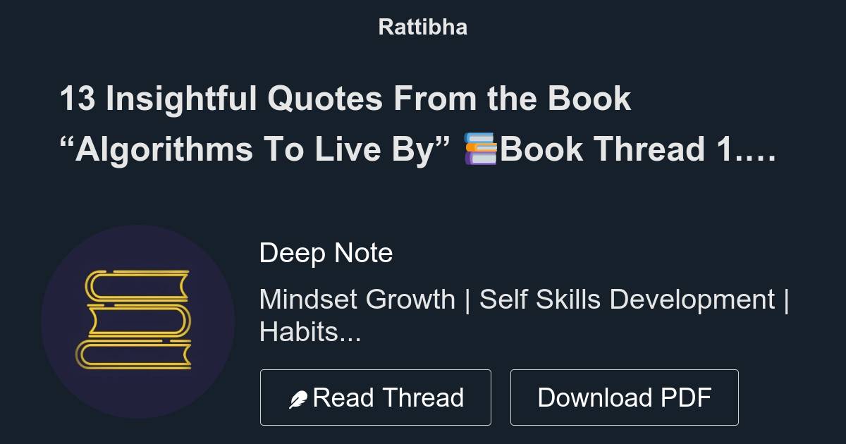13 Insightful Quotes From the Book “Algorithms To Live By” 📚Book Thread ...