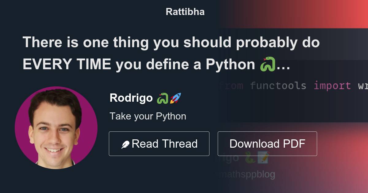 There is one thing you should probably do EVERY TIME you define a ...