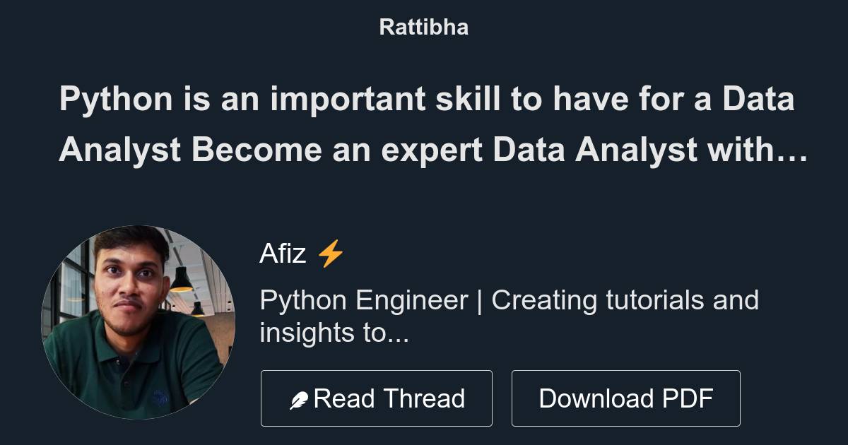 Python is an important skill to have for a Data Analyst Become an ...