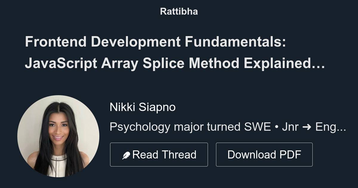 Frontend Development Fundamentals Javascript Array Splice Method Explained With Visuals ๐งต๐ 1