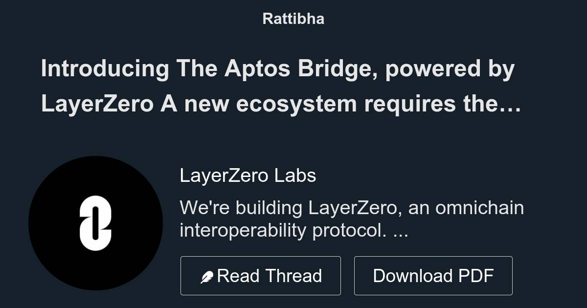 Introducing The Aptos Bridge, powered by LayerZero - Thread from ...