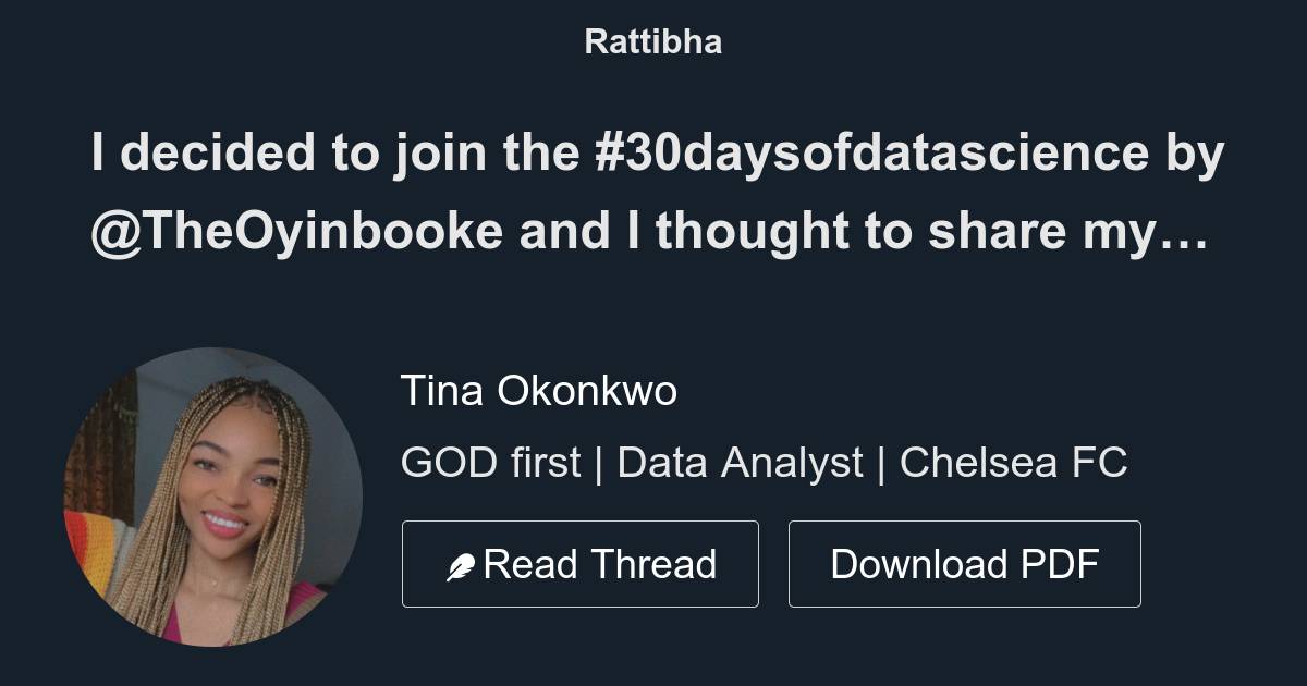 I decided to join the #30daysofdatascience by @TheOyinbooke and I thought to share my experience ...