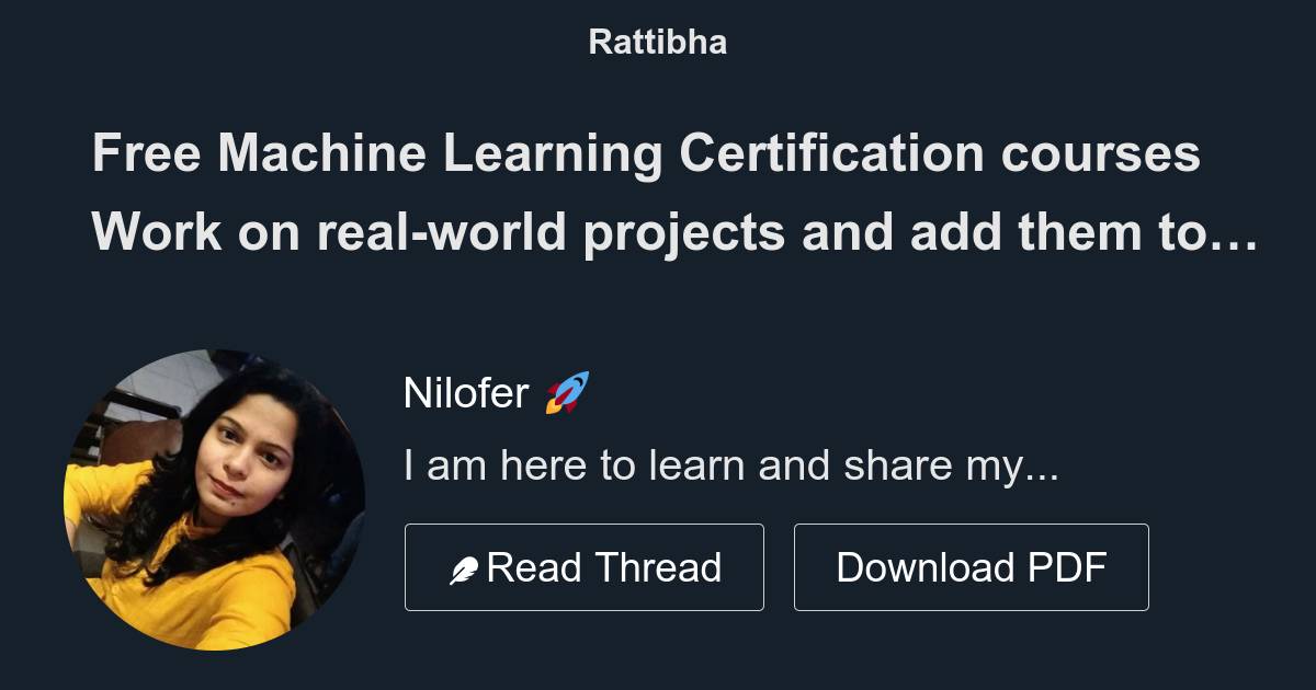 Free Machine Learning Certification courses Work on real-world projects ...