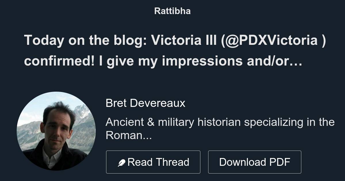 Today on the blog: Victoria III (@PDXVictoria ) confirmed! I give my impressions and/or review ...