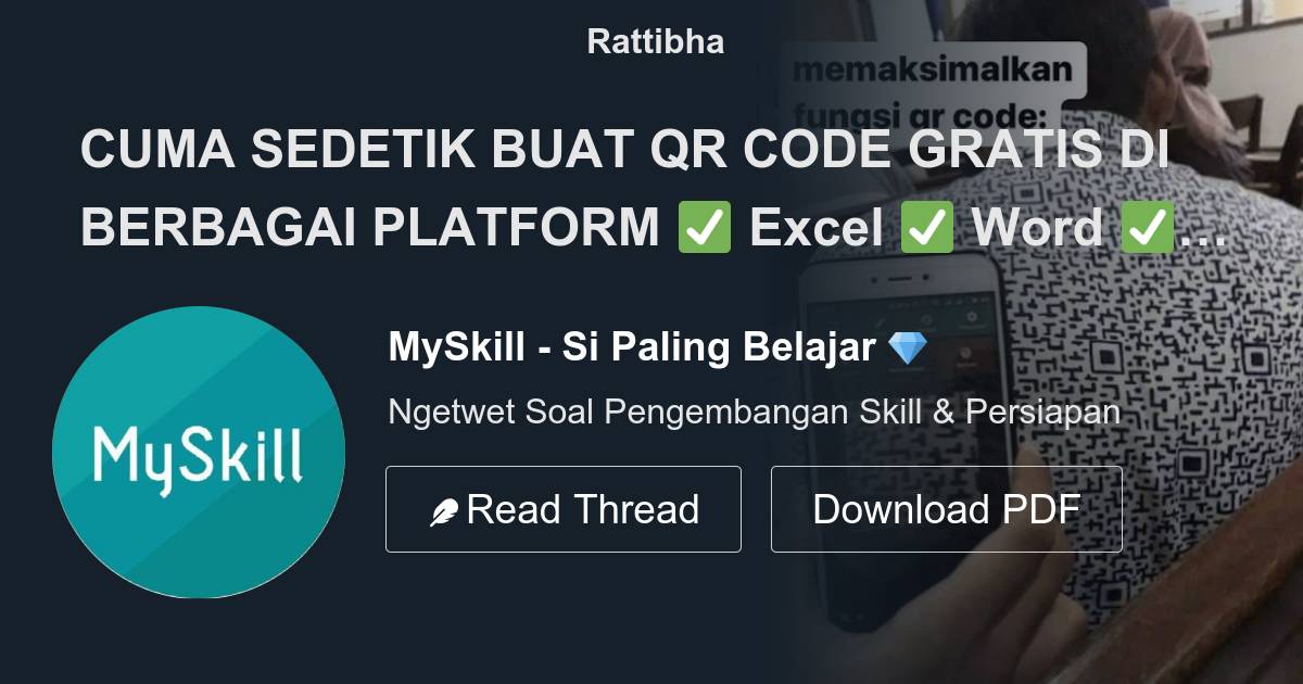 CUMA SEDETIK BUAT QR CODE GRATIS DI BERBAGAI PLATFORM Excel Word Canva Disimak~ - Thread from ...