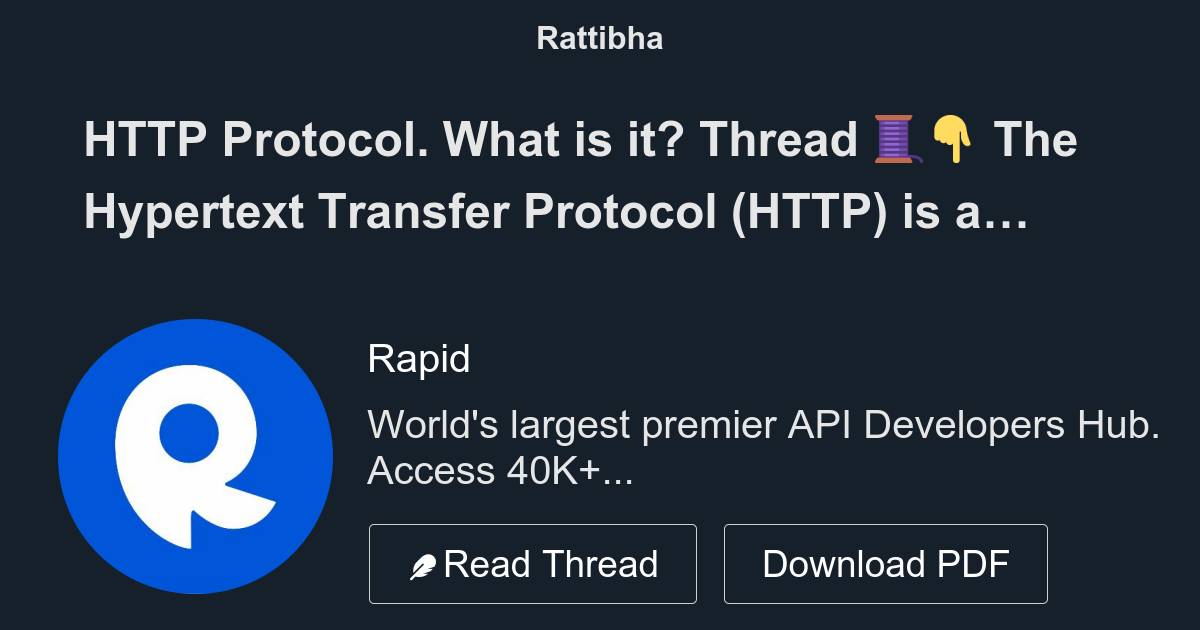 HTTP Protocol. What is it? Thread 🧵👇 - Thread from Rapid @Rapid_API ...