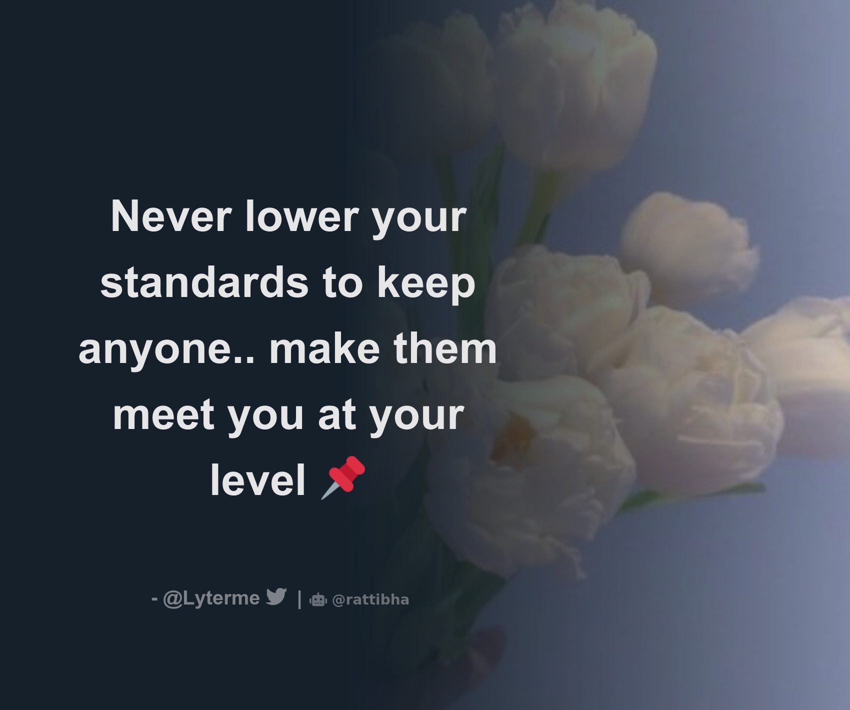 Never lower your standards to keep anyone.. make them meet you at your ...