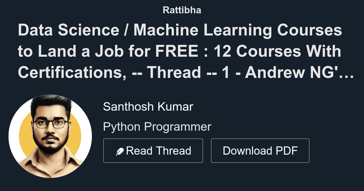 Data Science / Machine Learning Courses to Land a Job for FREE : 12 Courses With Certifications ...