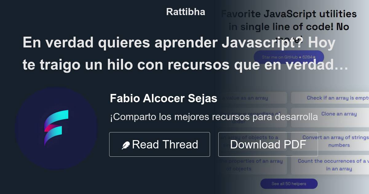 En verdad quieres aprender Javascript? Hoy te traigo un hilo con ...