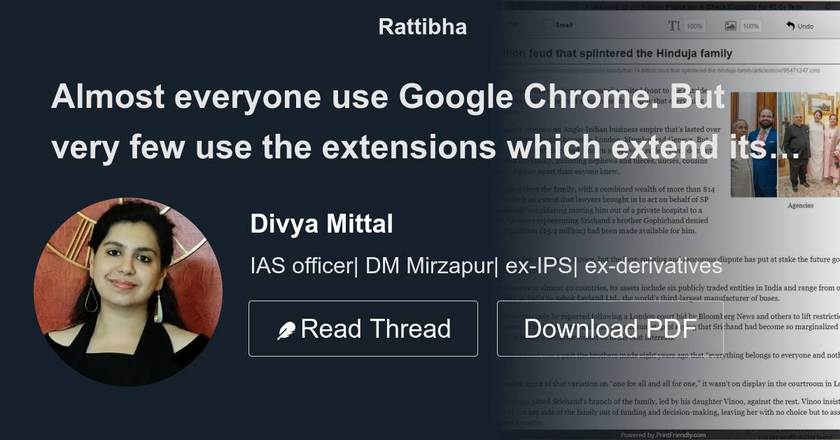 Almost everyone use Google Chrome. But very few use the extensions which extend its funtionality ...