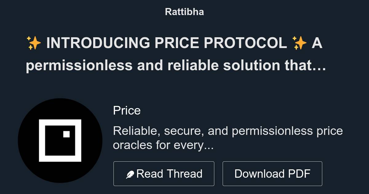 INTRODUCING PRICE PROTOCOL A permissionless and reliable solution that ...
