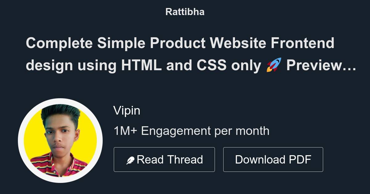 Complete Simple Product Website Frontend design using HTML and CSS only 🚀 Preview 👇 - Thread ...