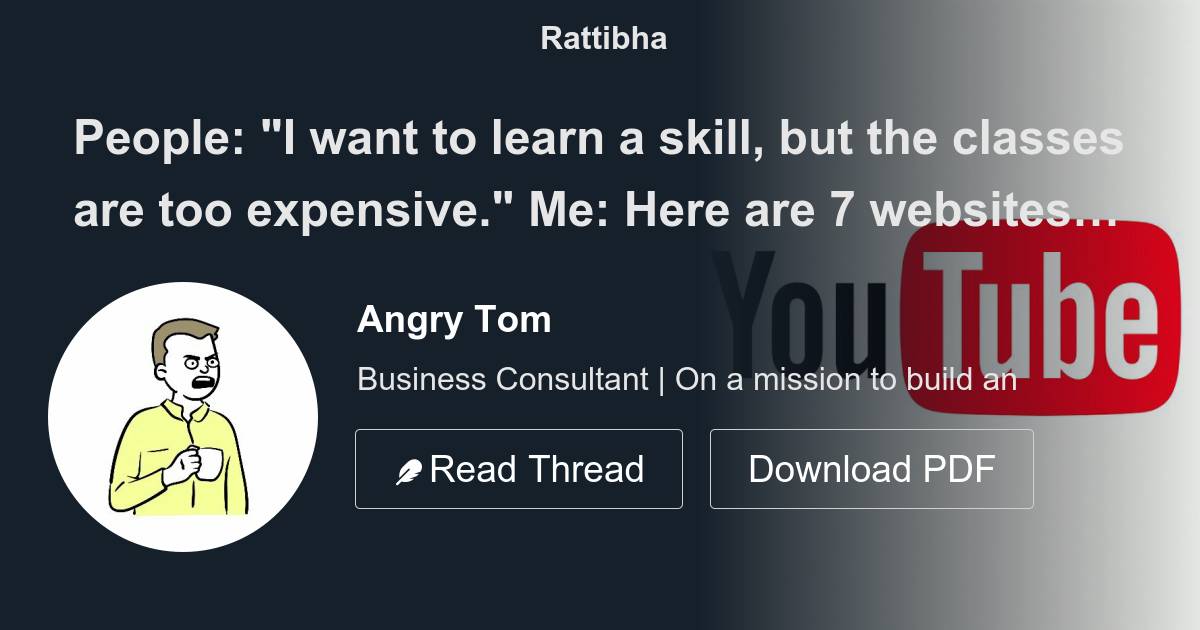 People: "I want to learn a skill, but the classes are too expensive ...