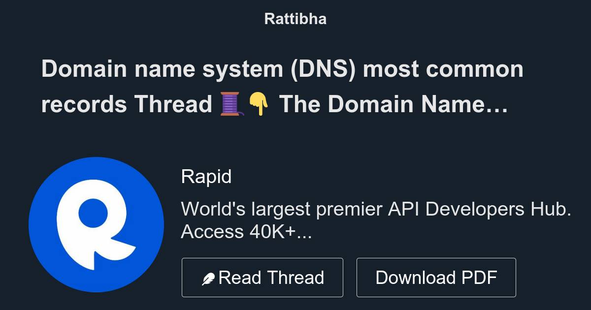 Domain name system (DNS) most common records Thread 🧵👇 - Thread from ...