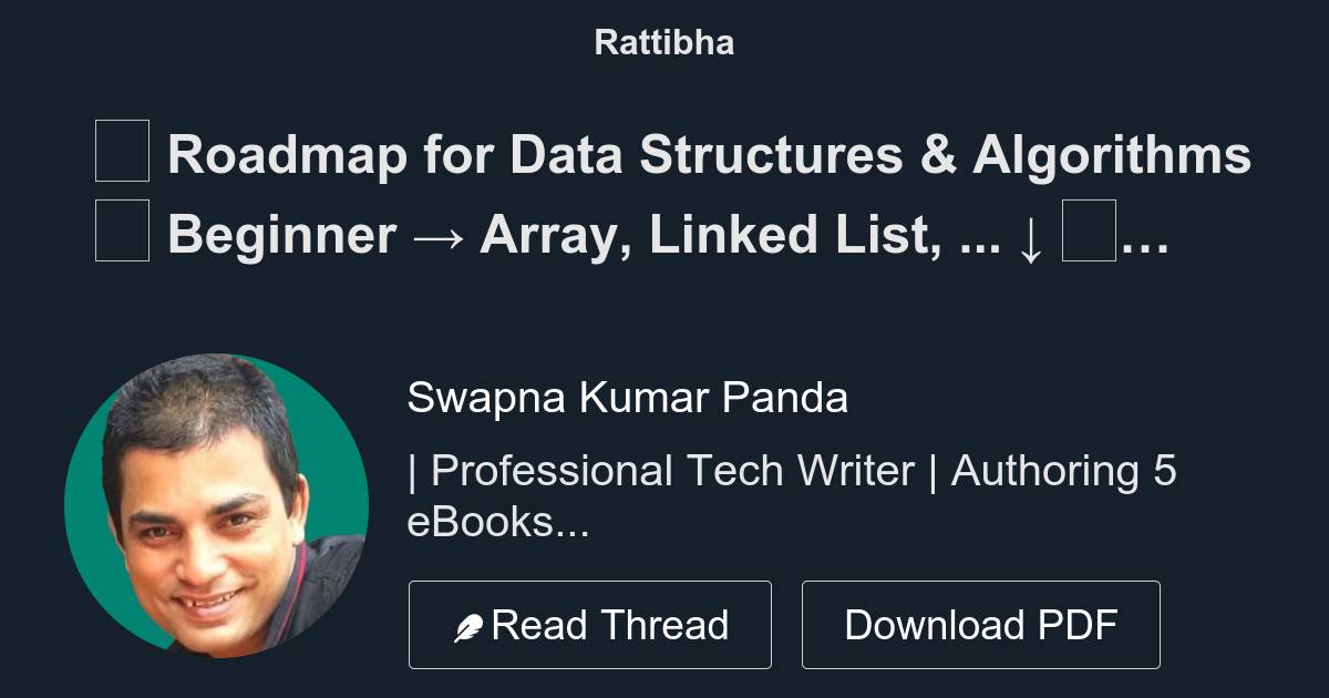 🛣️ Roadmap For Data Structures And Algorithms 👩⚕️ Beginner → Array Linked List ↓ 👩🏫 Medium