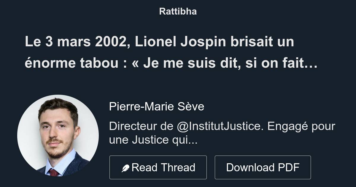 Le 3 mars 2002, Lionel Jospin brisait un énorme tabou : « Je me suis ...