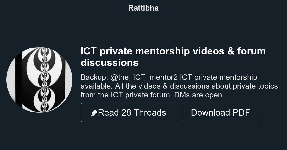 Threads from ICT private mentorship videos & forum discussions - Rattibha