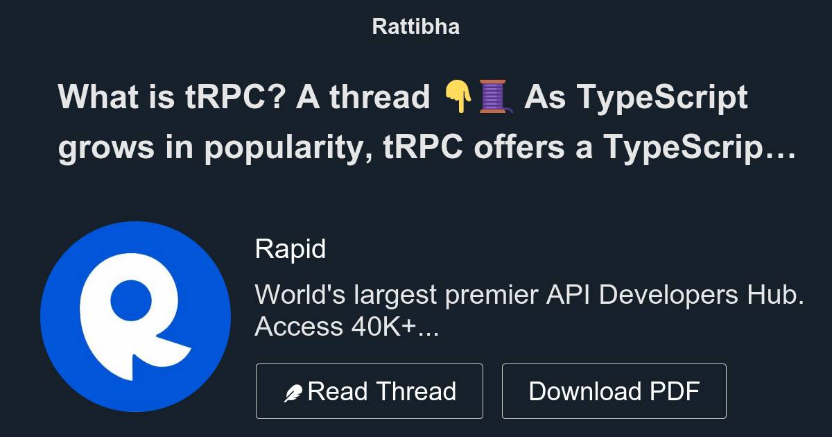 What is tRPC? A thread 👇🧵 - Thread from Rapid @Rapid_API - Rattibha
