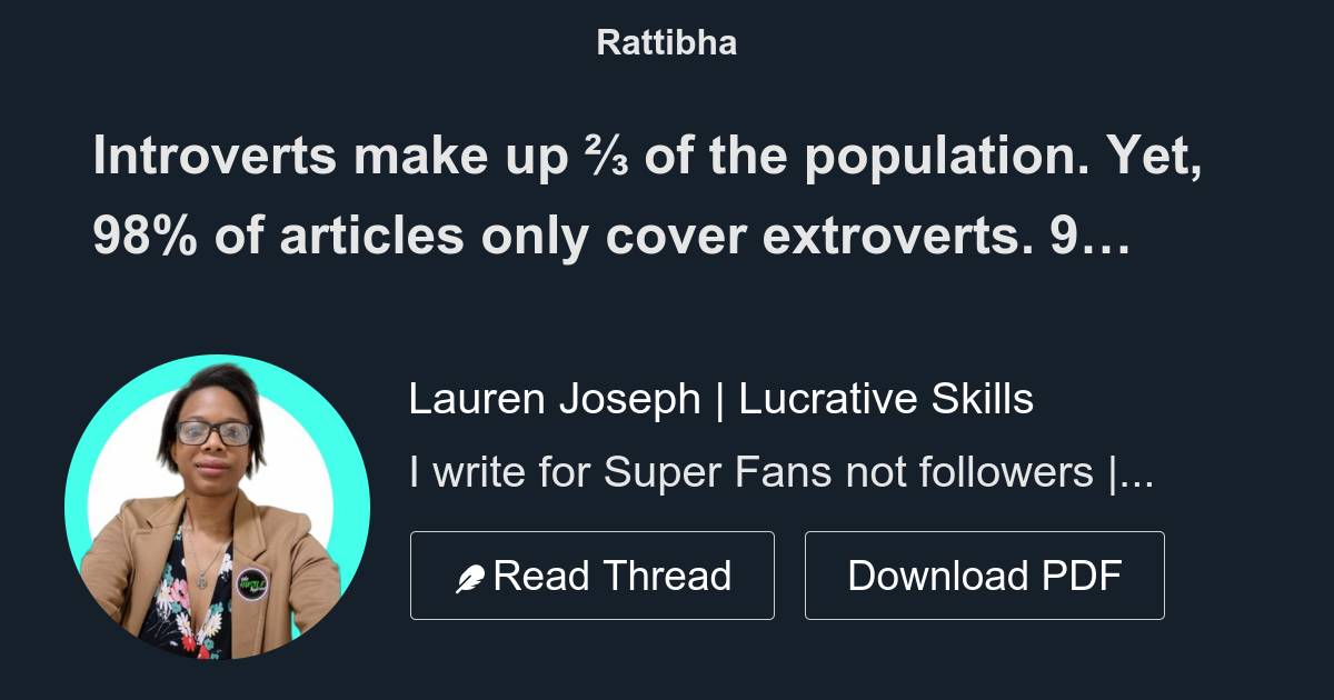 Introverts make up ⅔ of the population. Yet, 98% of articles only cover ...