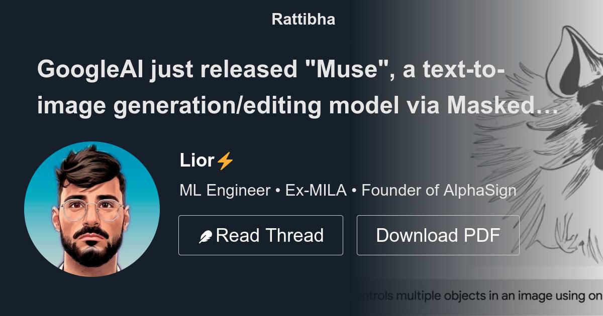 GoogleAI just released "Muse", a text-to-image generation/editing model via Masked Generative ...