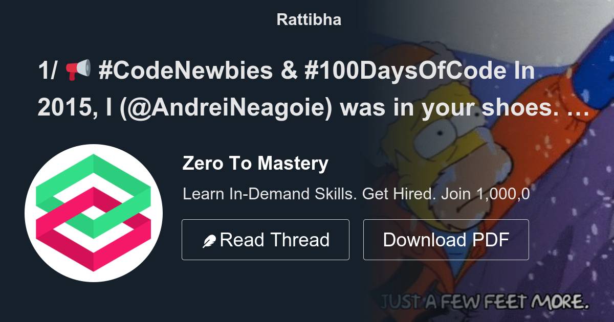 1/ 📢 #CodeNewbies & #100DaysOfCode In 2015, I (@AndreiNeagoie) was in ...
