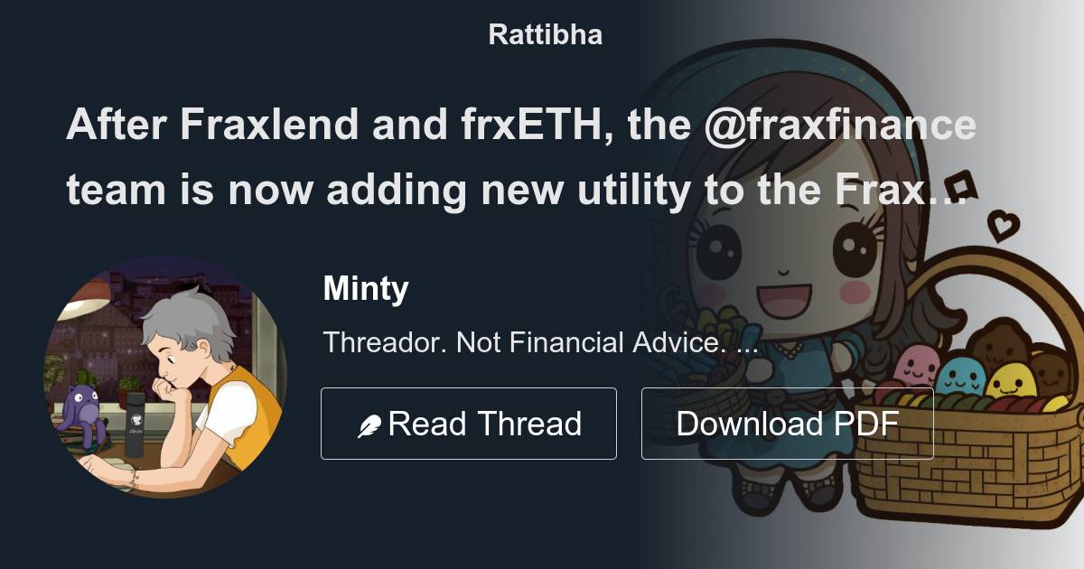 After Fraxlend and frxETH, the @fraxfinance team is now adding new utility to the Frax Price ...