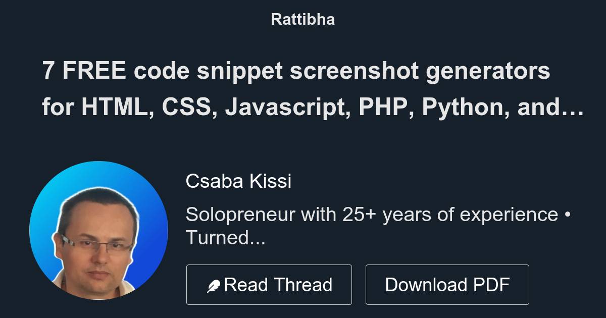 7 FREE code snippet screenshot generators for HTML, CSS, Javascript ...