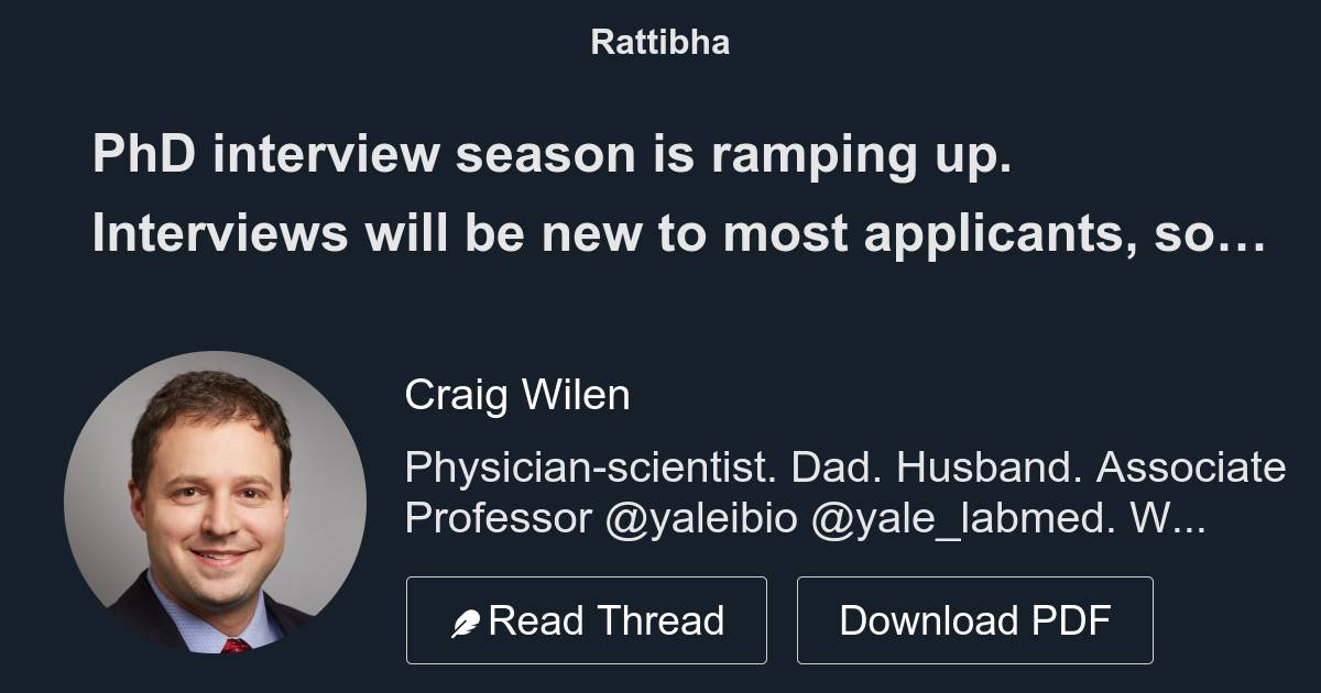 PhD interview season is ramping up. Interviews will be new to most ...