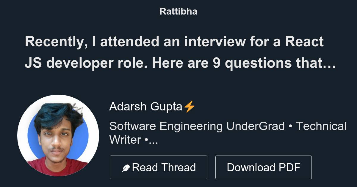 Recently, I attended an interview for a React JS developer role. Here are 9 questions that you ...
