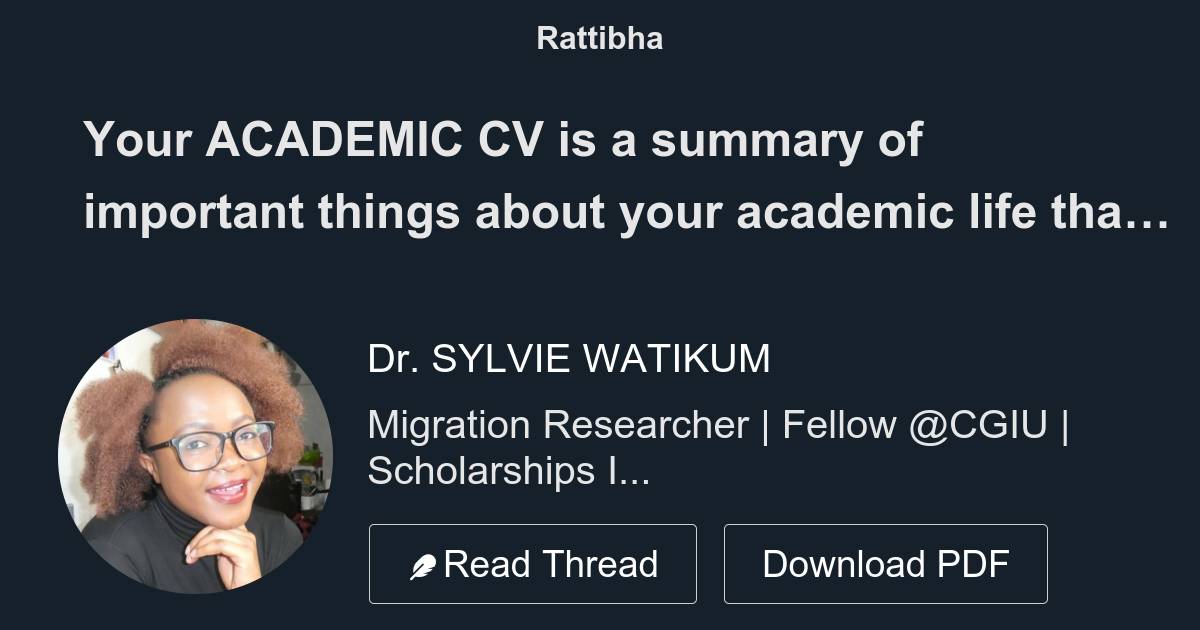 Your ACADEMIC CV is a summary of important things about your academic ...