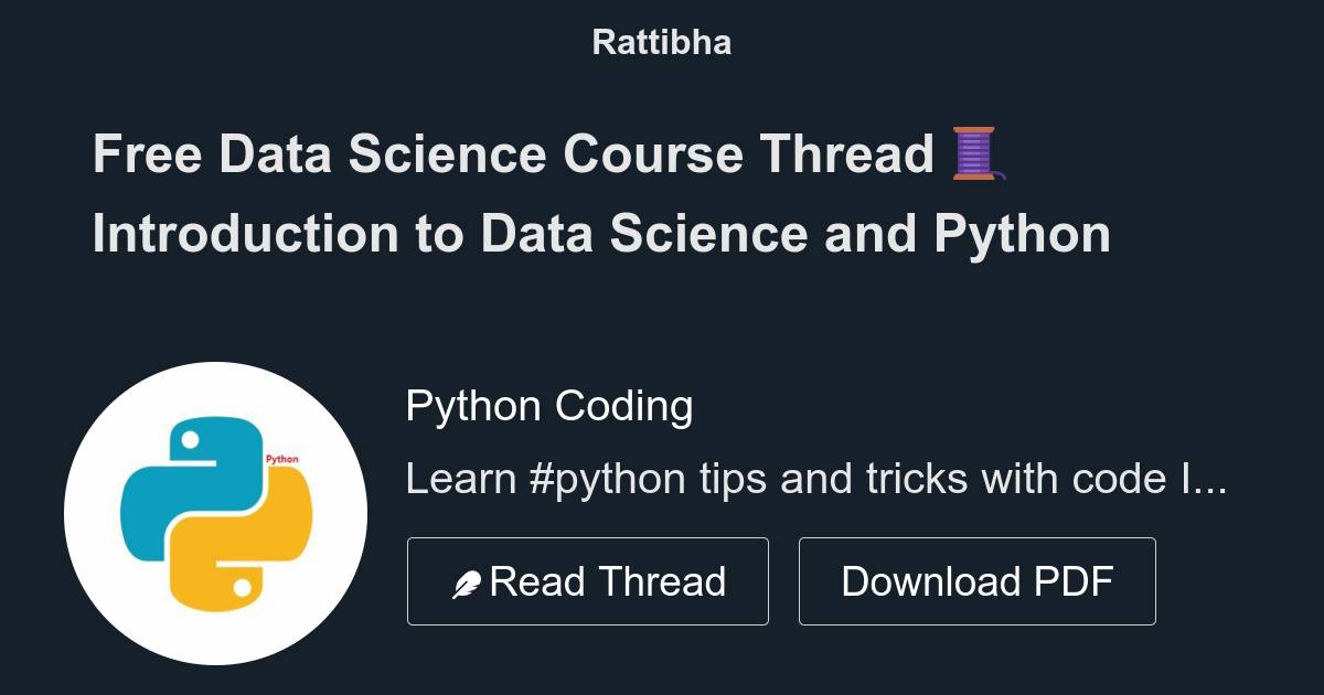 Free Data Science Course Thread 🧵 Thread From Python Coding Clcoding 