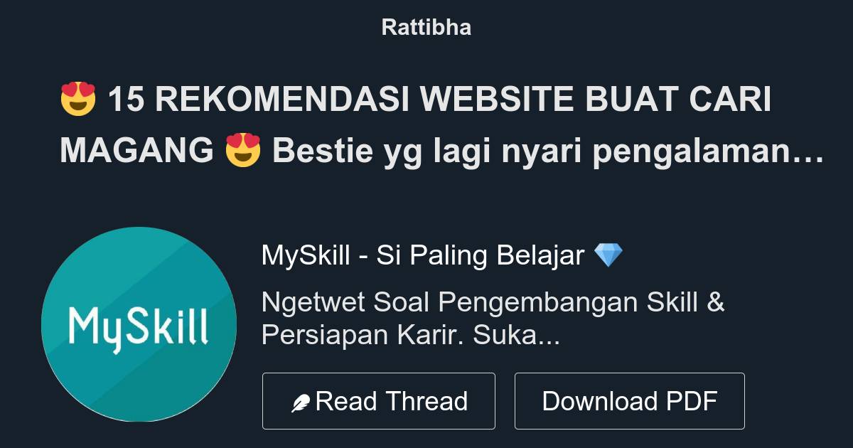 😍 15 REKOMENDASI WEBSITE BUAT CARI MAGANG 😍 Bestie yg lagi nyari pengalaman magang buat memulai ...