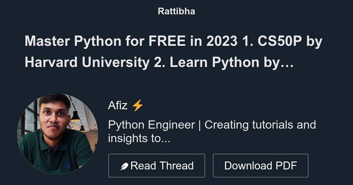 Master Python for FREE in 2023 1. CS50P by Harvard University https://t ...