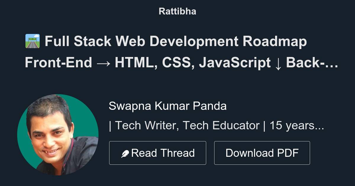 🛣️ Full Stack Web Development Roadmap Front-End → HTML, CSS, JavaScript ↓ Back-End → Java/C#/PHP ...