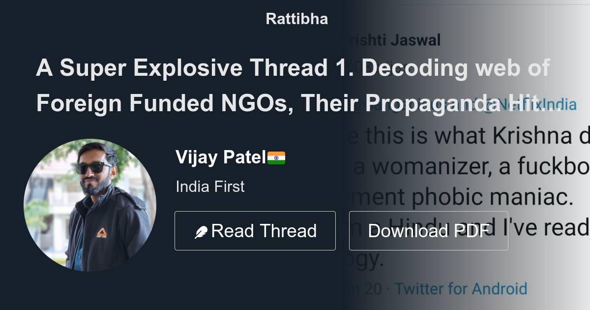 A Super Explosive Thread 1. Decoding web of Foreign Funded NGOs, Their ...
